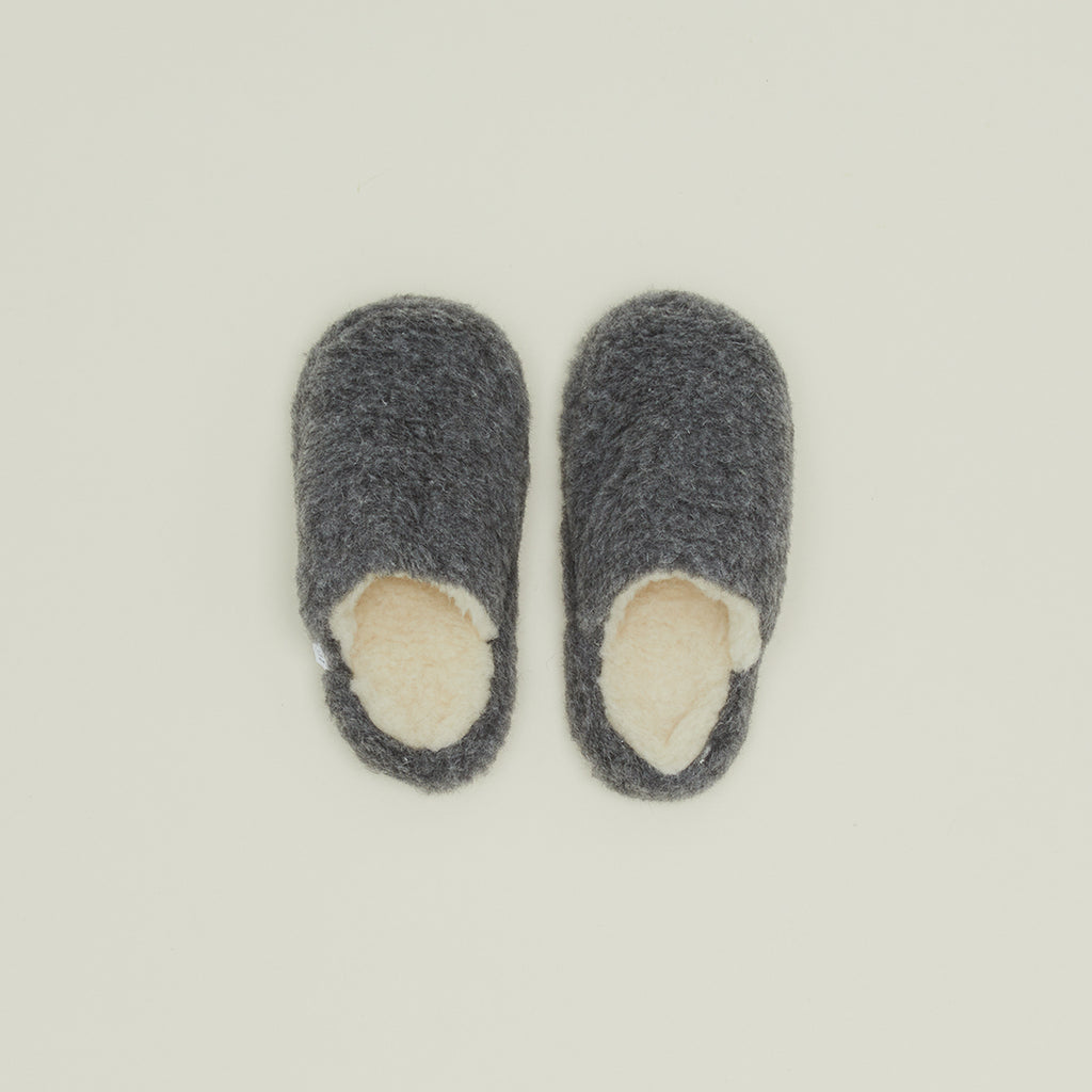 Fuzzy Wool Slippers - Dark Grey – Hawkins New York