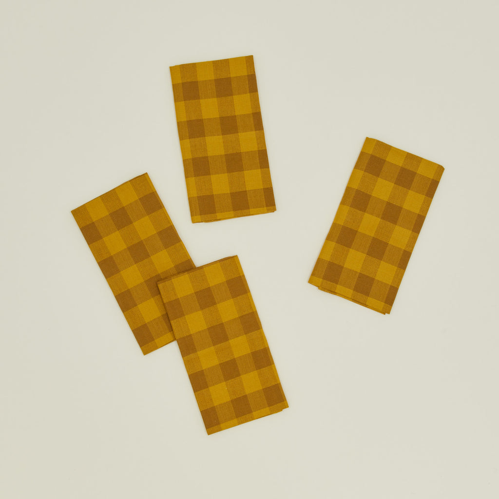 Essential Gingham Dinner Napkin, Set of 4 - Mustard/Bronze – Hawkins ...
